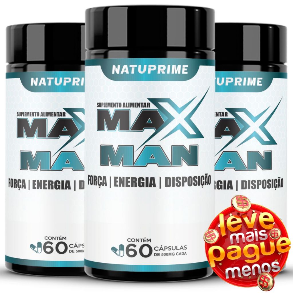Kit 3 Max Man Vigor++18 Força Energia Disposição 180 Cápsulas 500mg ...