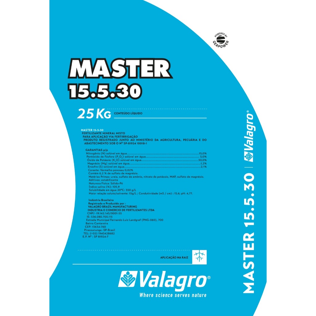 MASTER 15-5-30 25KG FERTILIZANTE VALAGRO | Shopee Brasil