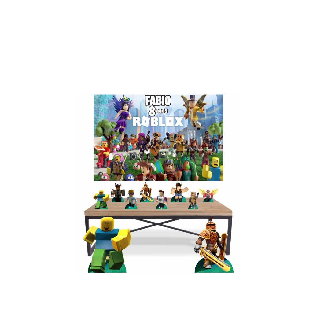 Kit Display Roblox 8 De Mesa 2 De Chão+ Painel 1,00x0,70 Para Festa ...