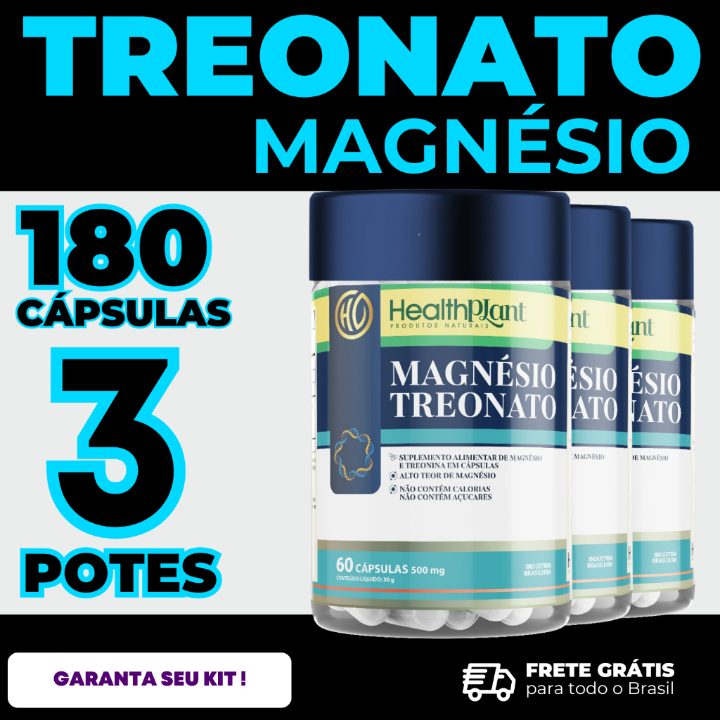 Treonato de Magnésio 60 Cápsulas 500mg ( Magnésio L-Treonato ) | Shopee Brasil