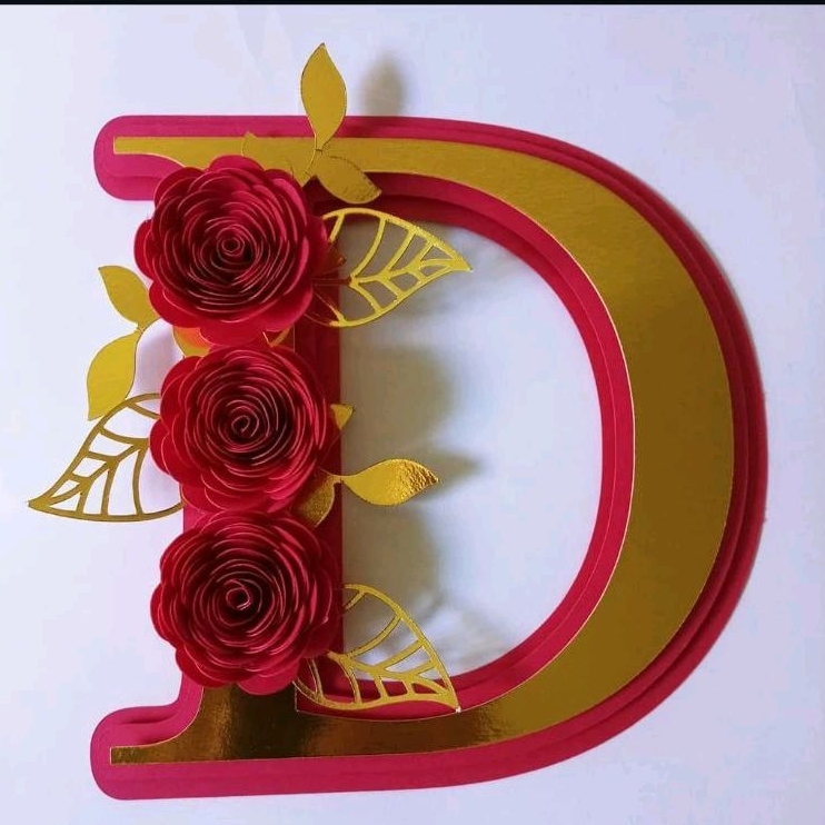 Topo ,topper de bolo letra 3d inicial com flores | Shopee Brasil