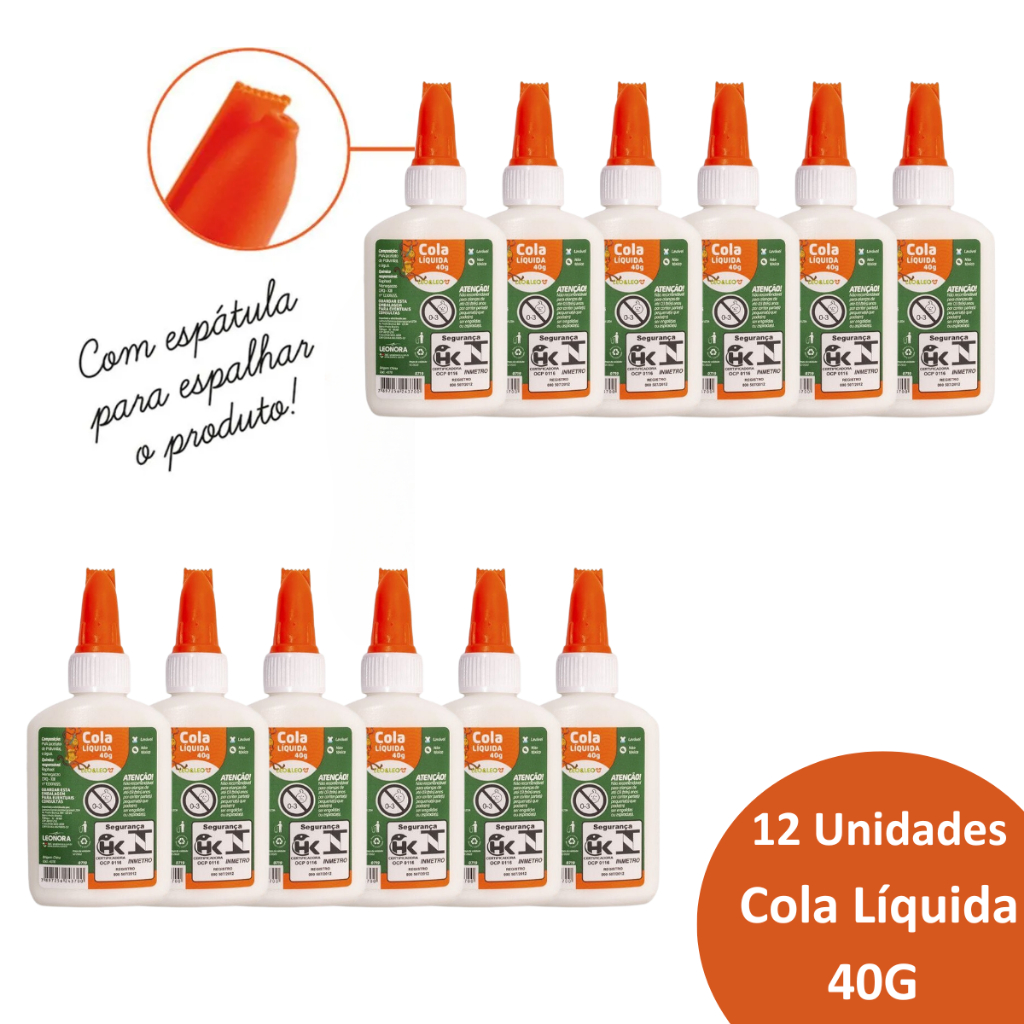 12 Cola branca Líquida 40G secagem rápida espátula Leo&Leo material ...