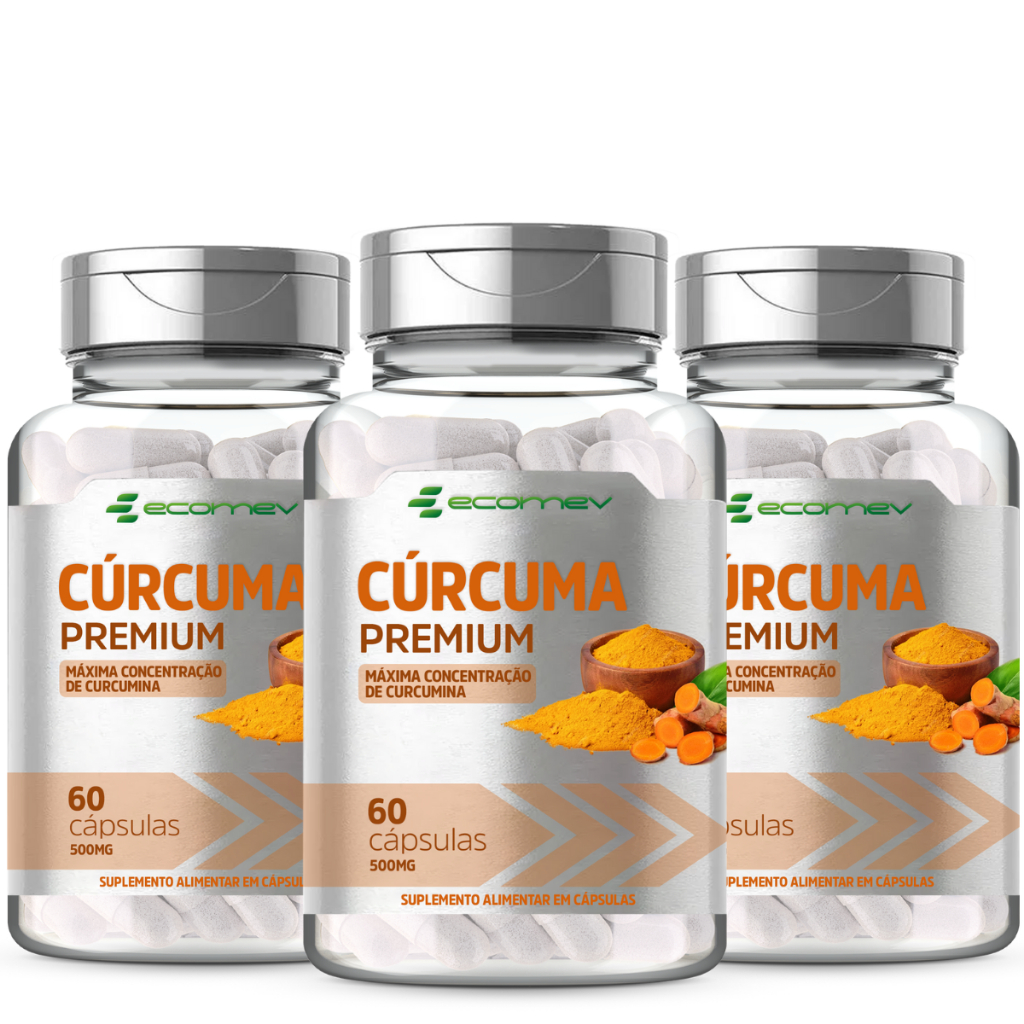 3Un Curcuma Premium Curcumina Pura 500Mg 180Cáp 3 Meses Tratamento ...