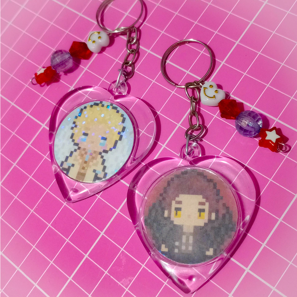 Chaveiro de acrílico coração - Good Omens / Aziracrow ( Coleção Hana ...