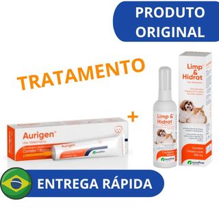 Tratamento Otite Aurigen 15g e Limp & Hidrat 100ml Cães e Gatos ...