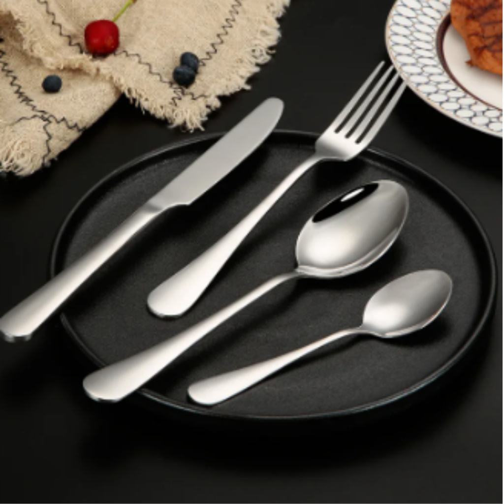 Jogo Talheres 24 Peças Faqueiro Inox Maleta Dourado E Prata Resistente ...