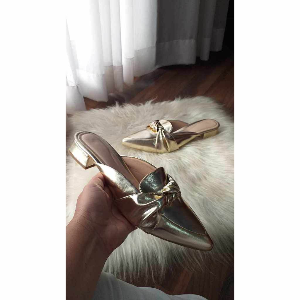 Mule BF Dourado Salto 3cm | Shopee Brasil