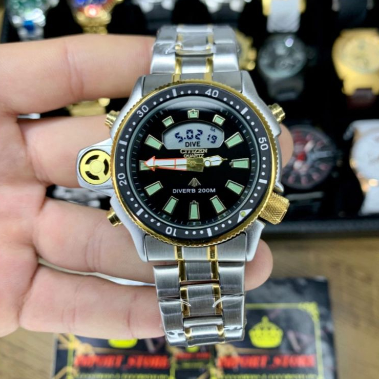 Relógio Masculino Citizen Aqualand Serie Ouro Funcional Prova D'agua+ ...