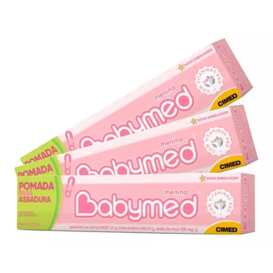 Cimed Babymed kit 3 pomadas para prevenção de assaduras Rosa 45g ...