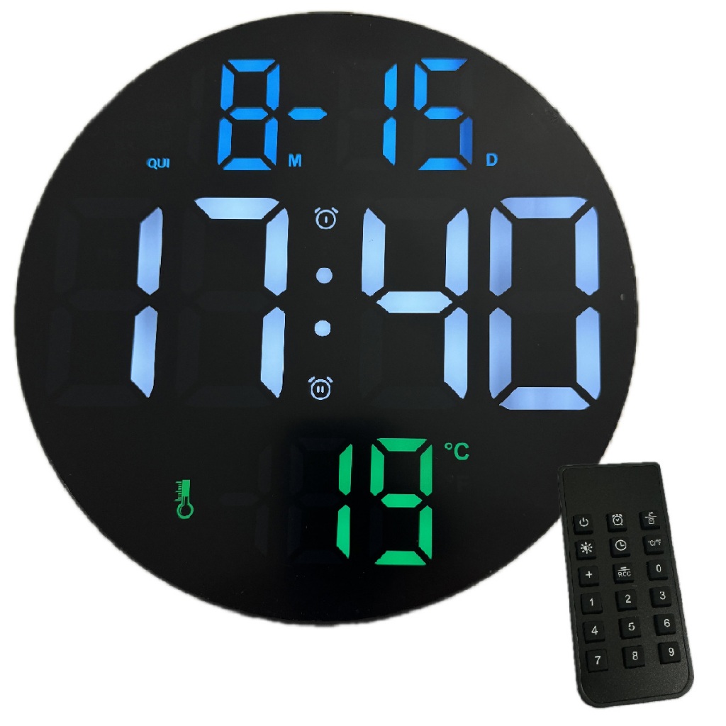 Relógio Parede LED Digital Redondo com controle LE-2162 | Shopee Brasil