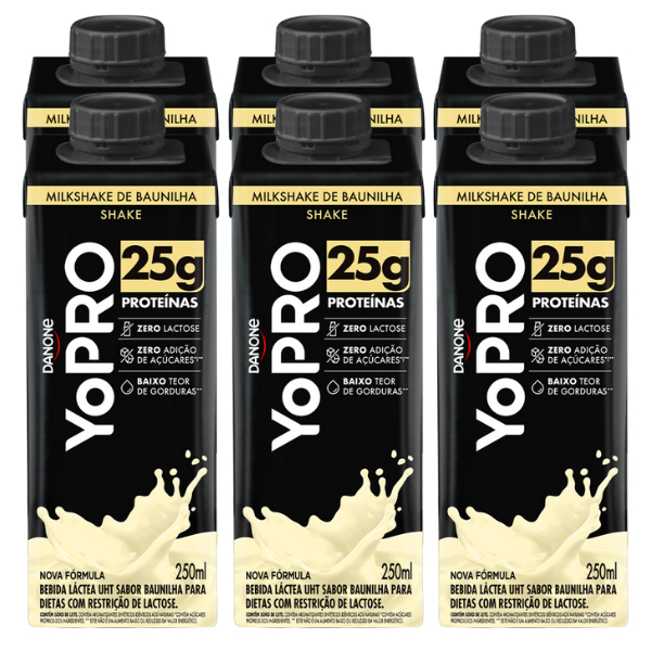 Yopro 25g Proteína Danone Whey Chocolate E Baunilha - 6 Unidades | Shopee Brasil