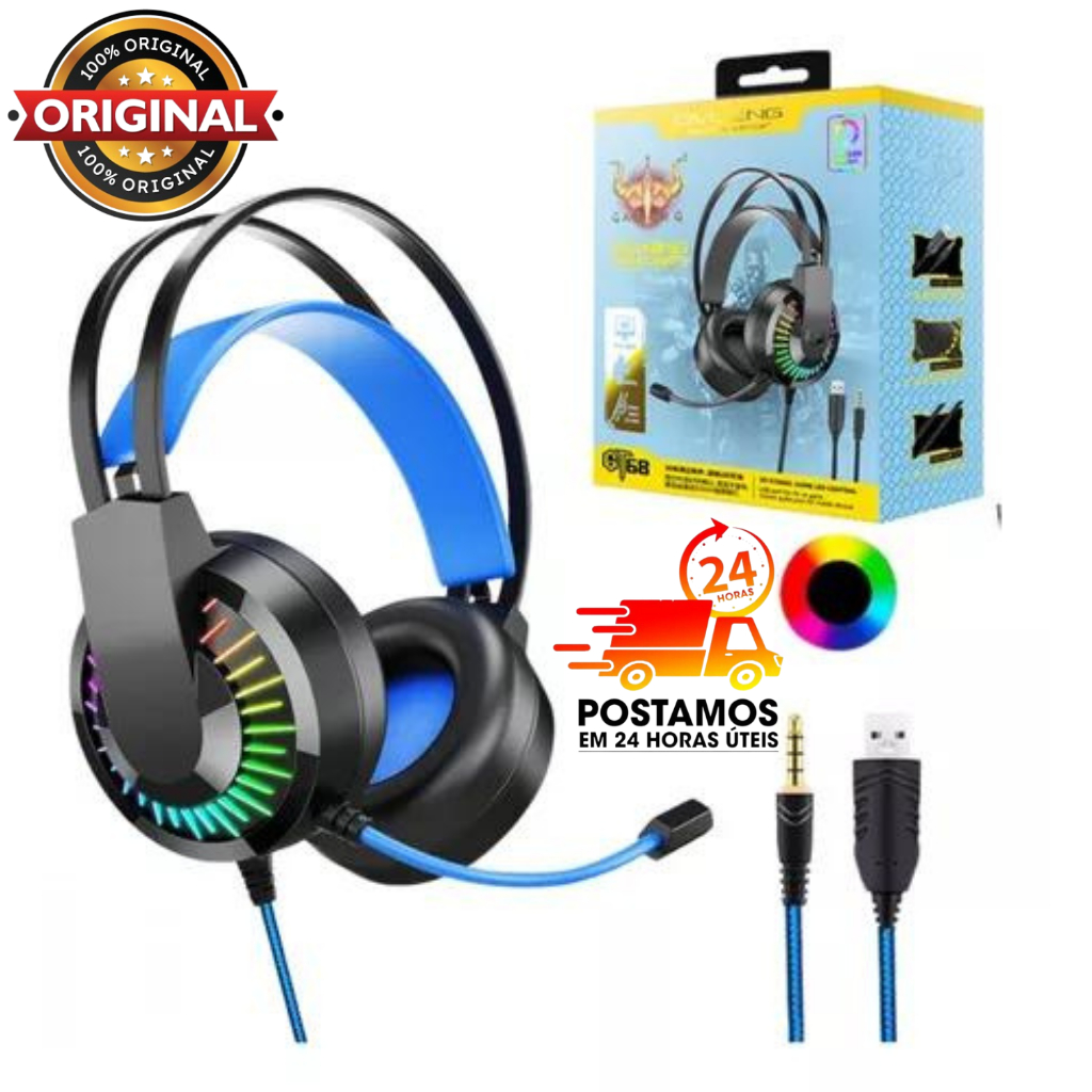 Fone de Ouvido Headset Gamer Com Led Microfone Para PC GT-68 | Shopee ...
