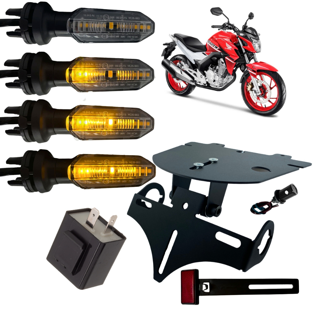 Kit Eliminador De Rabeta Twister 250f 4 Setas Em Led Sequencial