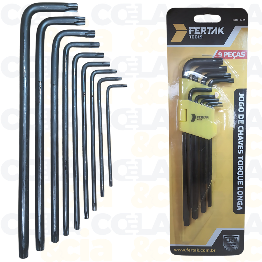 Kit Jogo de Chaves Torque Tipo L Longa T10 à T50 9 Peças - Fertak ...