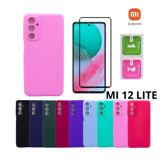 Kit Xaiomi Redmi MI 12 LITE Capinha Case Silicone Aveludada Colorida ...