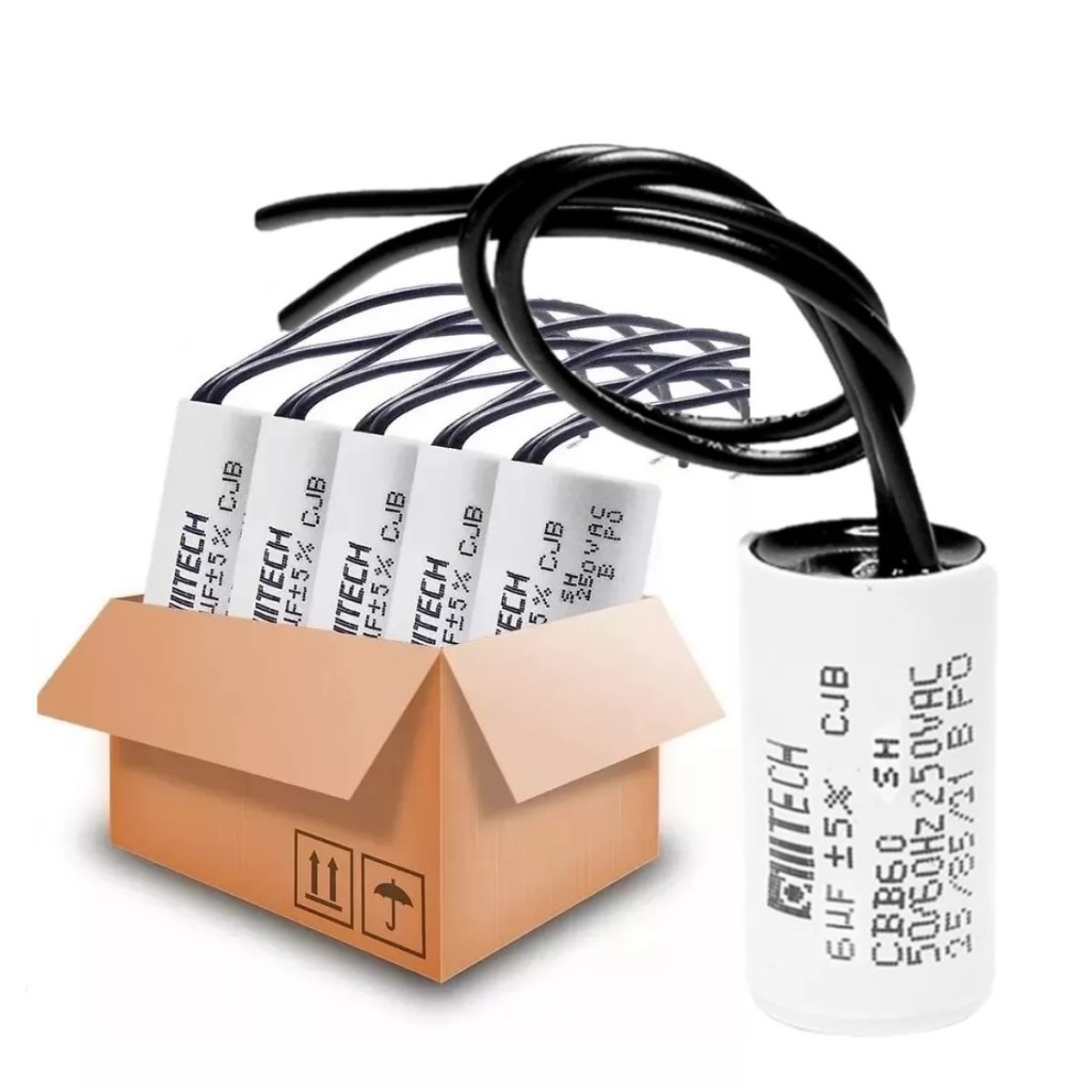 5pcs Capacitor 6uf 250vca Motores Portão 2 Fios Permanente | Shopee Brasil