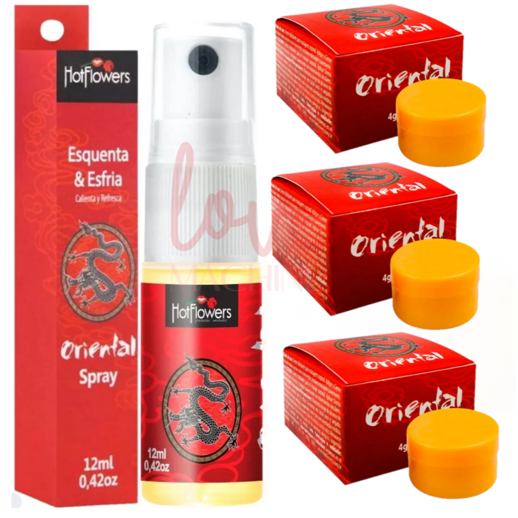 Kit Spray Oriental Chinesa Esquenta + 3 Pomada Creme Hotflowers ...