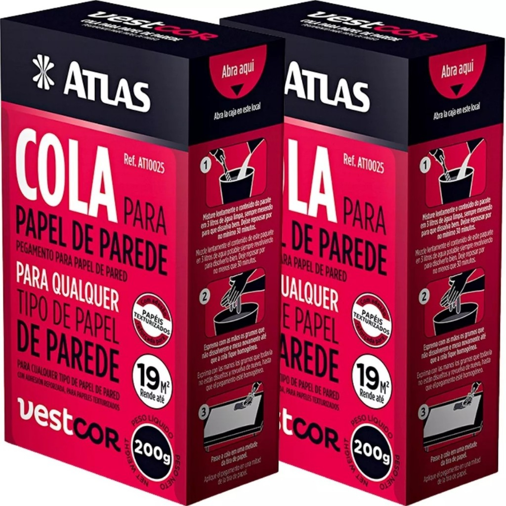Kit ou Unidade de Cola para Papel De Parede 200g - Atlas | Shopee Brasil