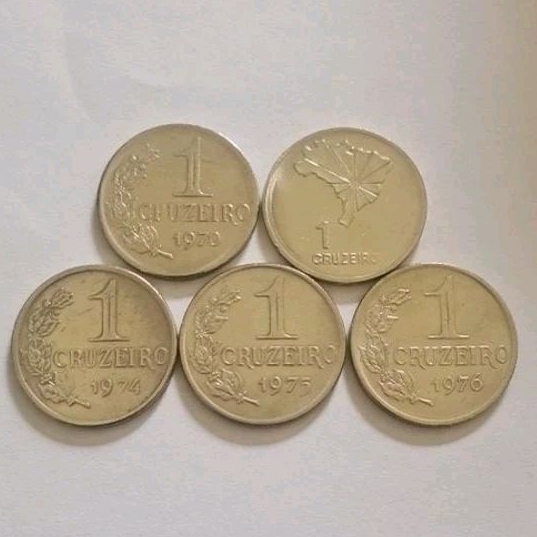 5 MOEDAS DE 1 CRUZEIRO ( 1970-1972-1974-1975-1976 ) | Shopee Brasil