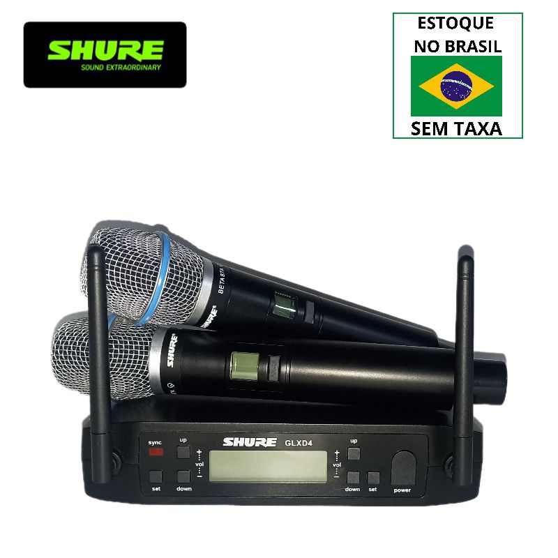 Microfone Shure GLXD4 Beta 87a Sem Fio UHF Profissional Duplo em Metal | Shopee Brasil