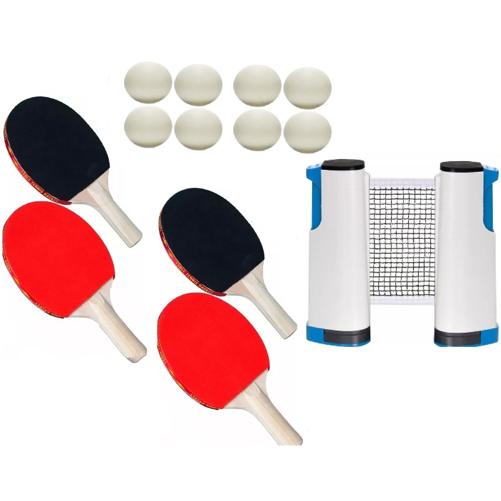 Ping Pong Kit 13 peças Tênis de Mesa 4 Raquetes Anatômicas 8 Bolas ...