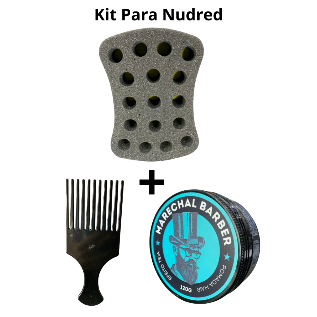 Esponja Nudred Simples Bucha De Cabelo + 1 Pente Garfo Afro e Pomada Teia | Shopee Brasil