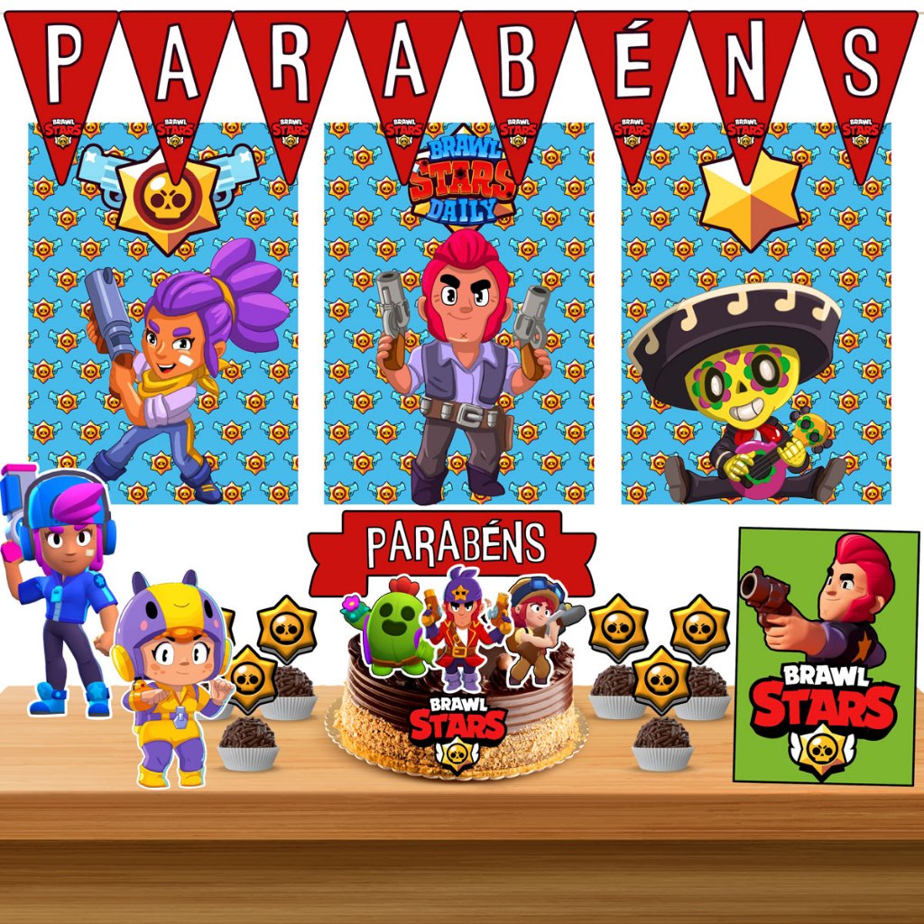 Kit Decoração Festa Brawl Stars Completa Monta Fácil 35 Itens | Shopee ...