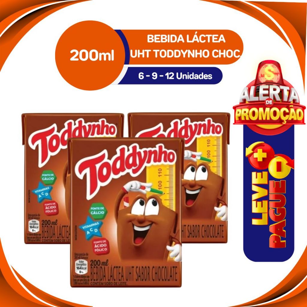 Bebida Láctea Toddynho Chocolate | 6 - 9 e 12 Unidades | Shopee Brasil
