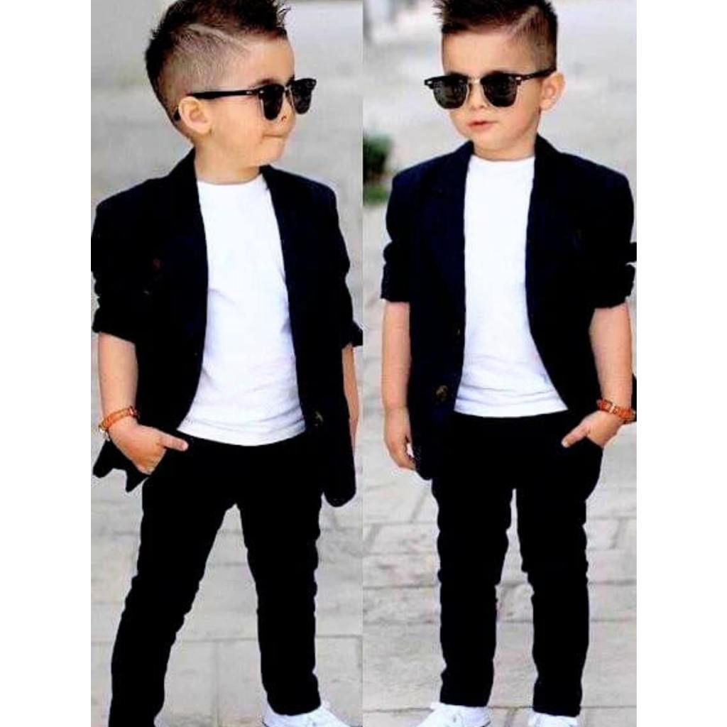 Conjunto Social Blazer E Calça Preta Infantil Meninos | Shopee Brasil