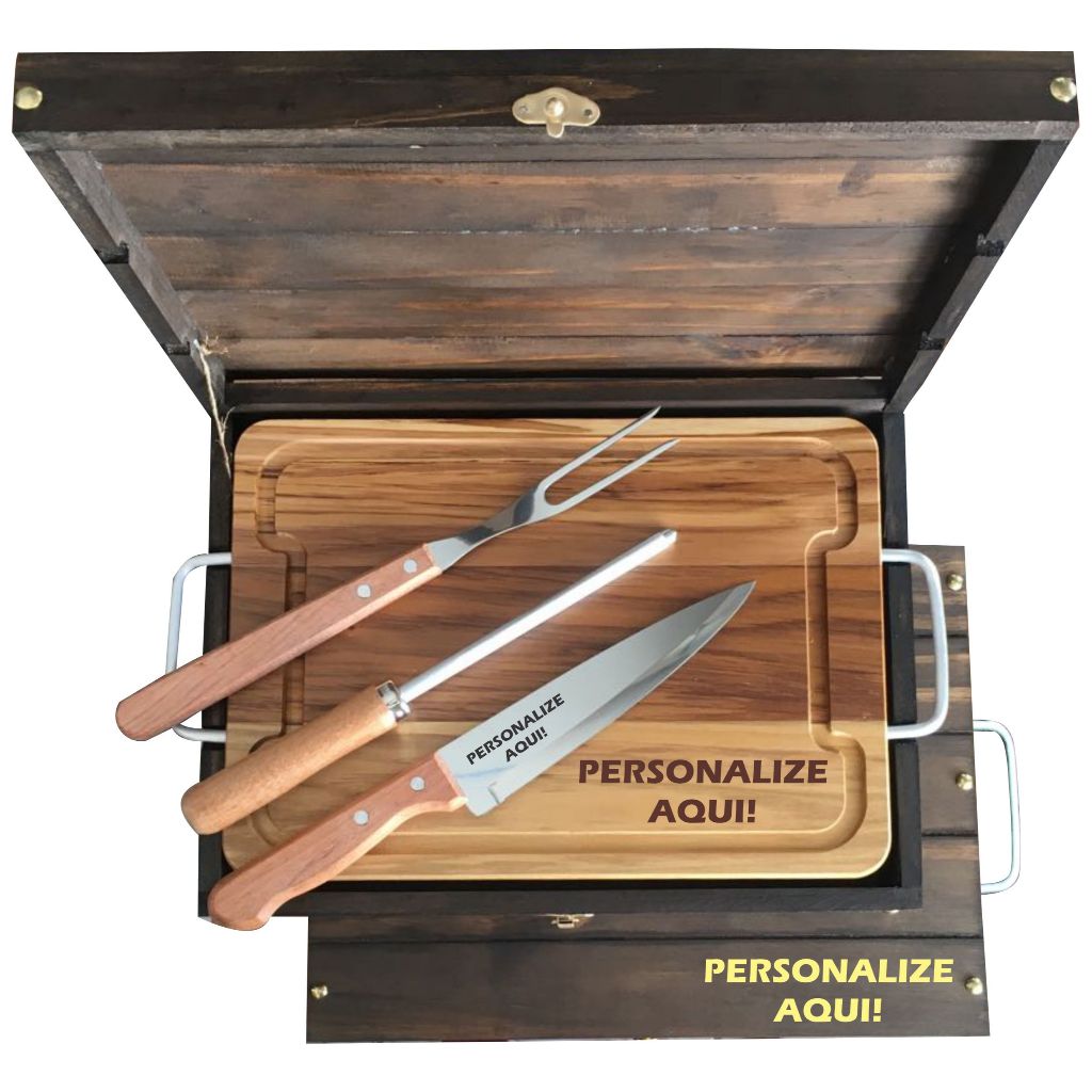Kit Churrasco Personalizado - Tábua Garfo Faca Tramontina | Shopee Brasil
