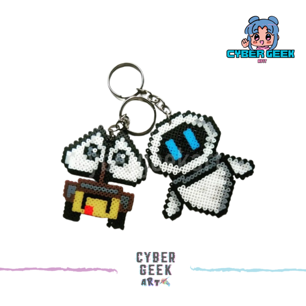 Chaveiro Wall-e e Eva (Pixel Art/Perler beads) | Shopee Brasil