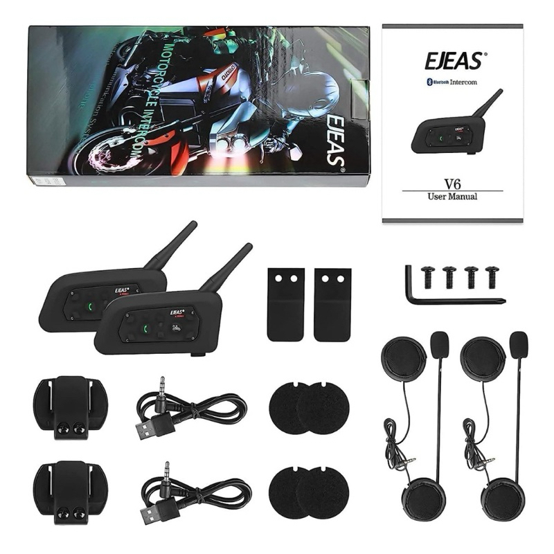 Par Radio Comunicador Ejeas V6 Pro Capacete Conecta 6 Motos | Shopee Brasil