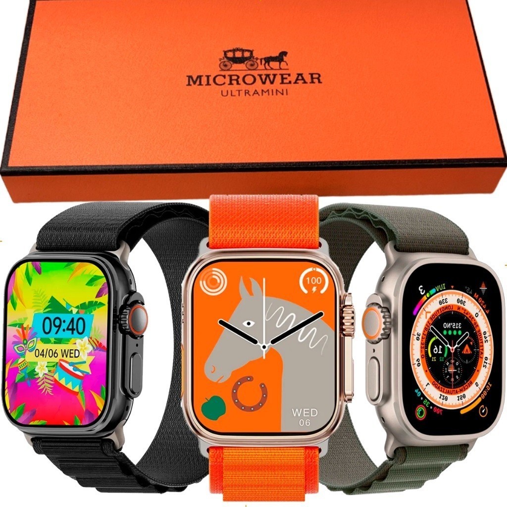 Smartwatch Relógio Inteligente W69 Mini Ultra 9 Mini MicroWear Tela de ...