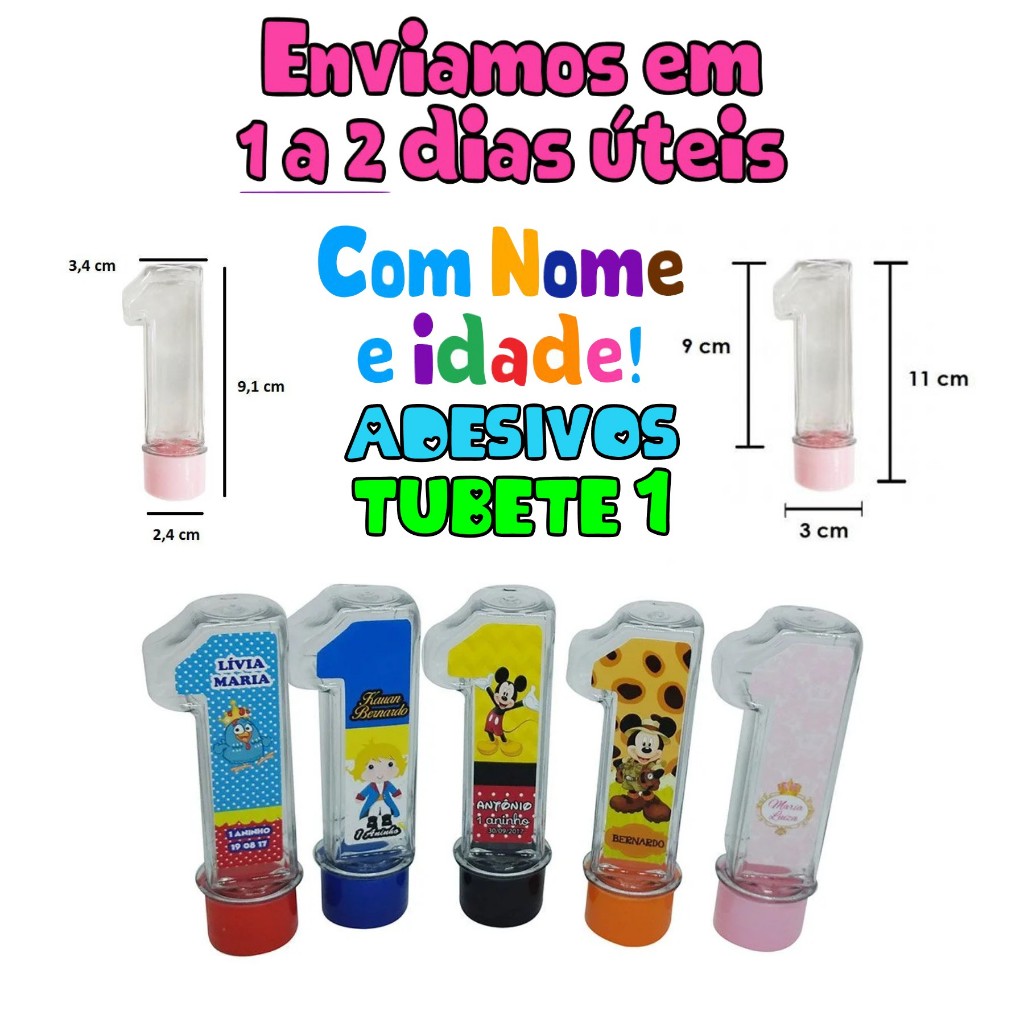 Adesivo Personalizado Para Tubete em Formato De Número 1 (todos os temas) | Shopee Brasil