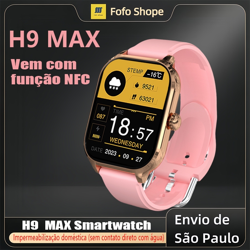 H9 MAX Watch Relógio Inteligente Bluetooth Call Heart Rate Smartwatch ...