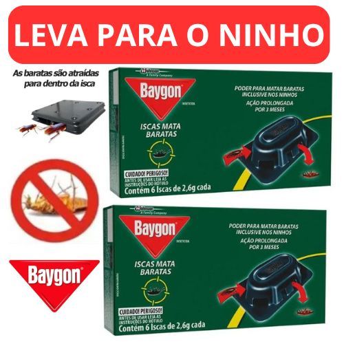 Isca Inseticida Baygon Mata Barata 12x Ação Prolongada Contra Baratas ...