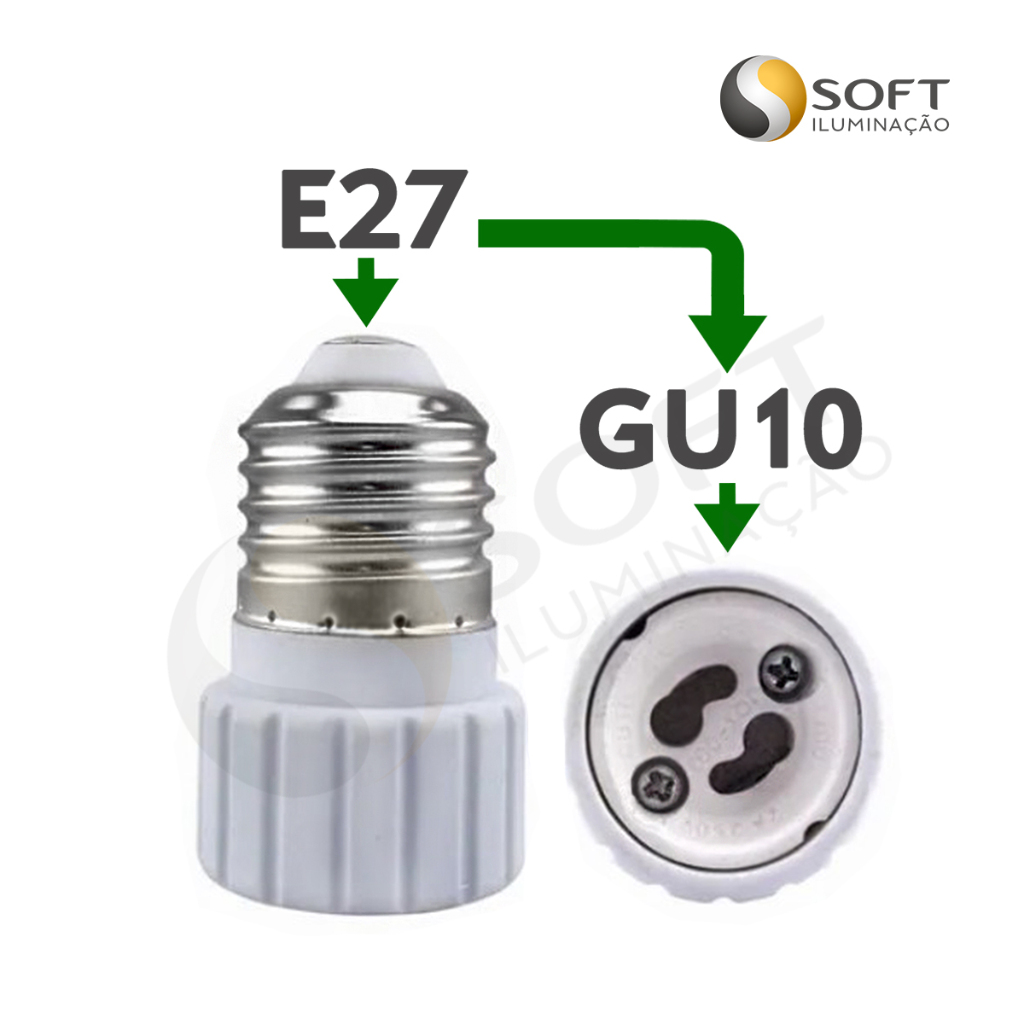 Kit 6 Adaptador Soquete Cerâmico de Rosca E27 Conversor Para Lâmpadas com Base GU10 | Shopee Brasil