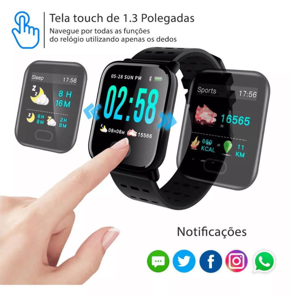 Relogio Smartwatch Inteligente Bluetooth Bracelete Digita Esportivo ...