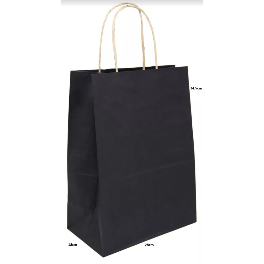 Sacola de papel kraft PRETA S3 34.5X28X18 / 50 UNIDADES | Shopee Brasil