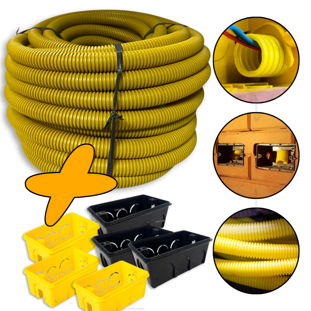 25m Conduíte Tubo Flexível Eletroduto Corrugado 3/4 Reforçado 1,1Kg ...