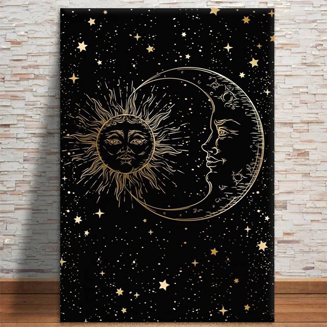 Quadro Decorativo Sol e Lua Quarto Sala MDF 20x30 60x40 4K - Corre Que Ta Baratinho