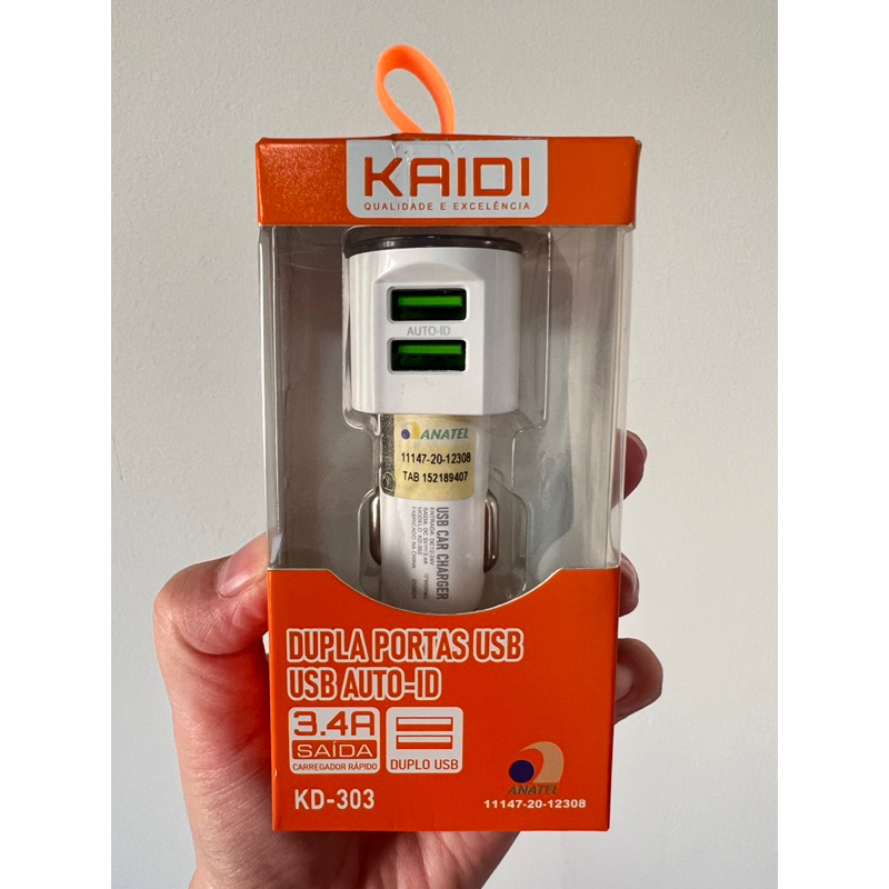 Carregador Veicular KAIDI-303 Turbo 2 Usb 3.4a Carga Rápida Fonte Carro ...