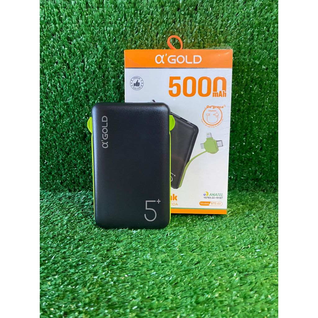 POWER BANK 5000MAH GOLD BTE-03 | Shopee Brasil