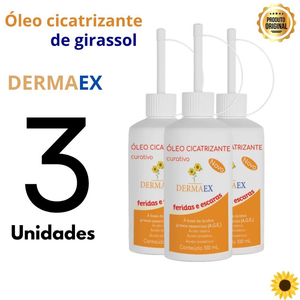 KIT 3 Óleo Dermaex Age Feridas E Escaras Dersani Óleo De Girassol 100ml ...