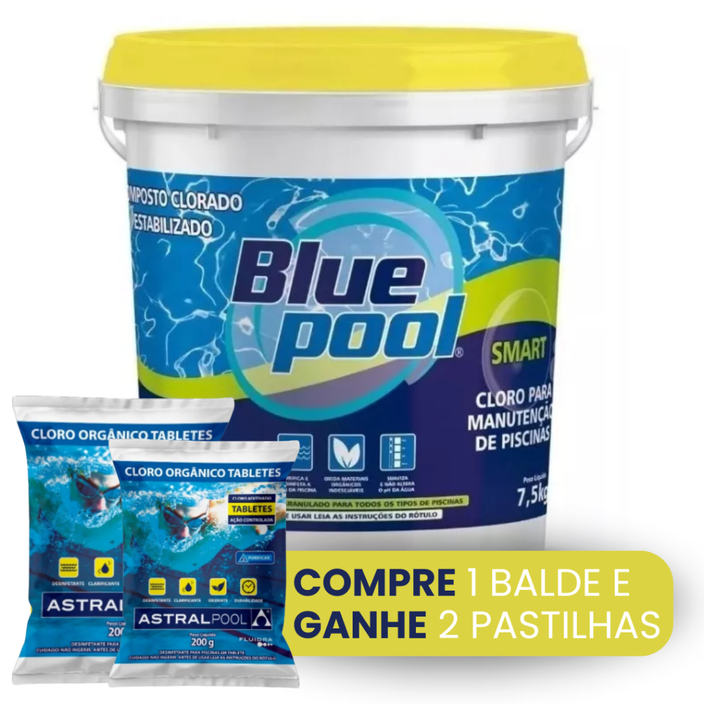 Compre 1 Balde Cloro para Piscina Multiação Smart 7,5Kg e Ganhe 2 ...
