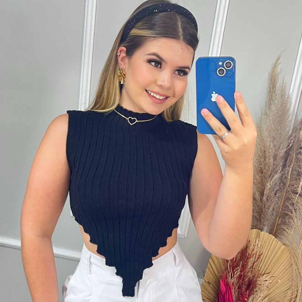 Cropped Blusinha Gola Blusa Feminina verão 2024 tendencia blogueira ...