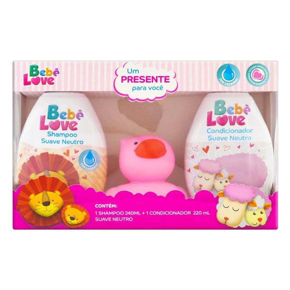 Kit Shampoo 240ml + Condicionador 220ml Suave Neutro Bebê Love Grátis ...