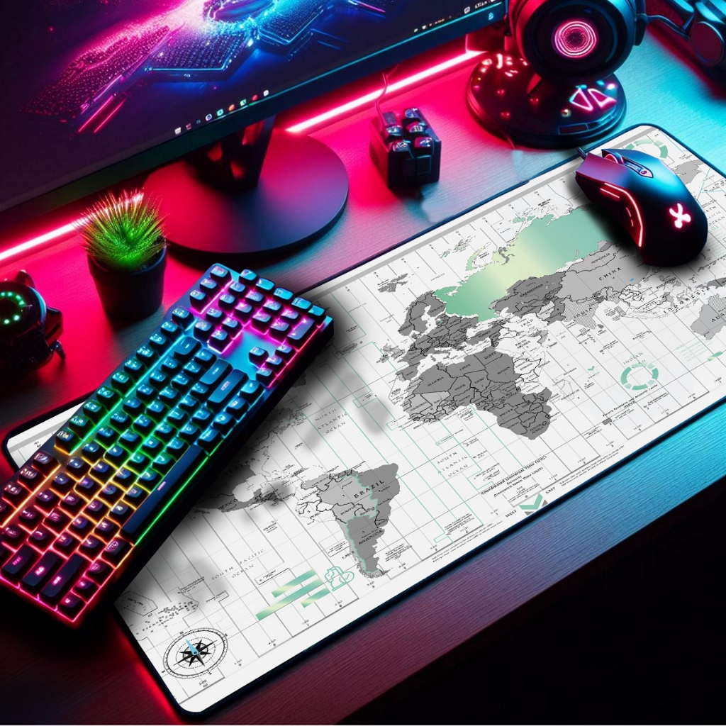 Mouse Pad Gamer Speede Premium Estampas Mapa-mundi Borda Costurada ...