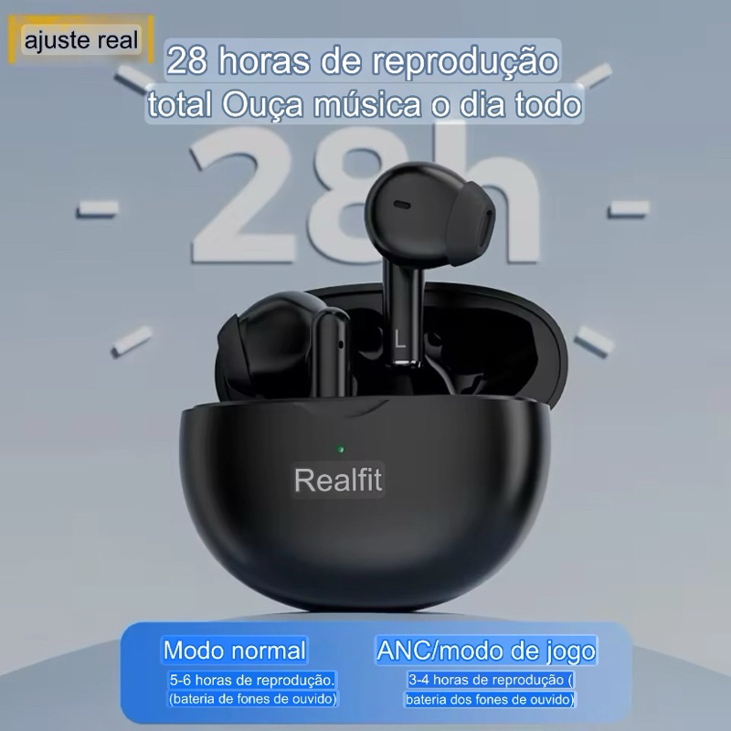 Fone De Ouvido Realfit F3 Bluetooth Sem Fio e Bateria de Longa Duração ...