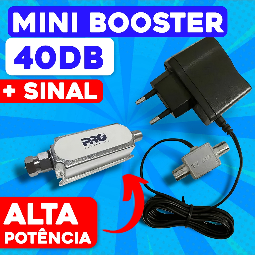 Mini Booster Amplificador 40dB Uhf Pqbt-4000LTE Tv Digital Hd Pro ...
